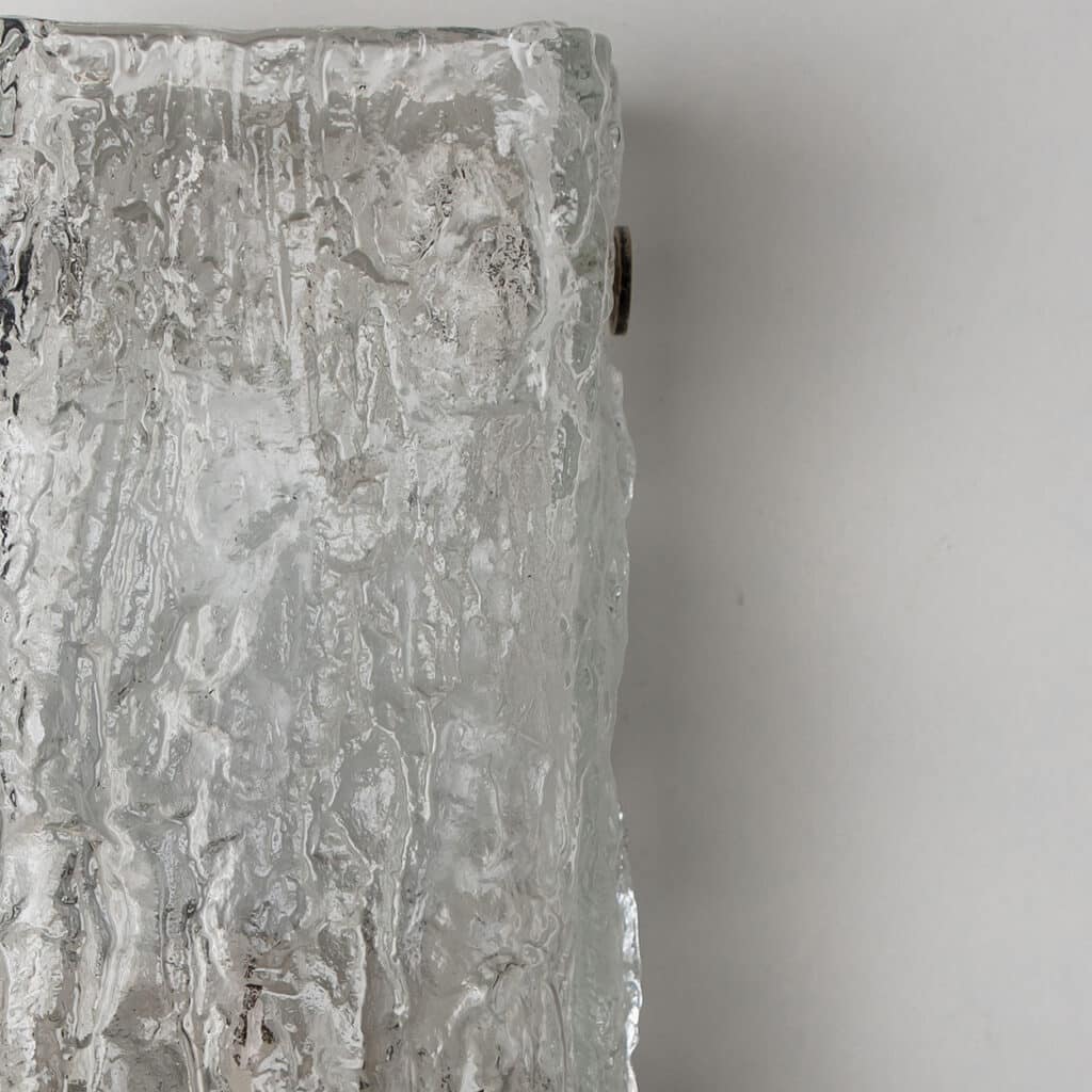 A pair of Rock Textured Glass Silver Wall Lights Kalmar, 1970s ...