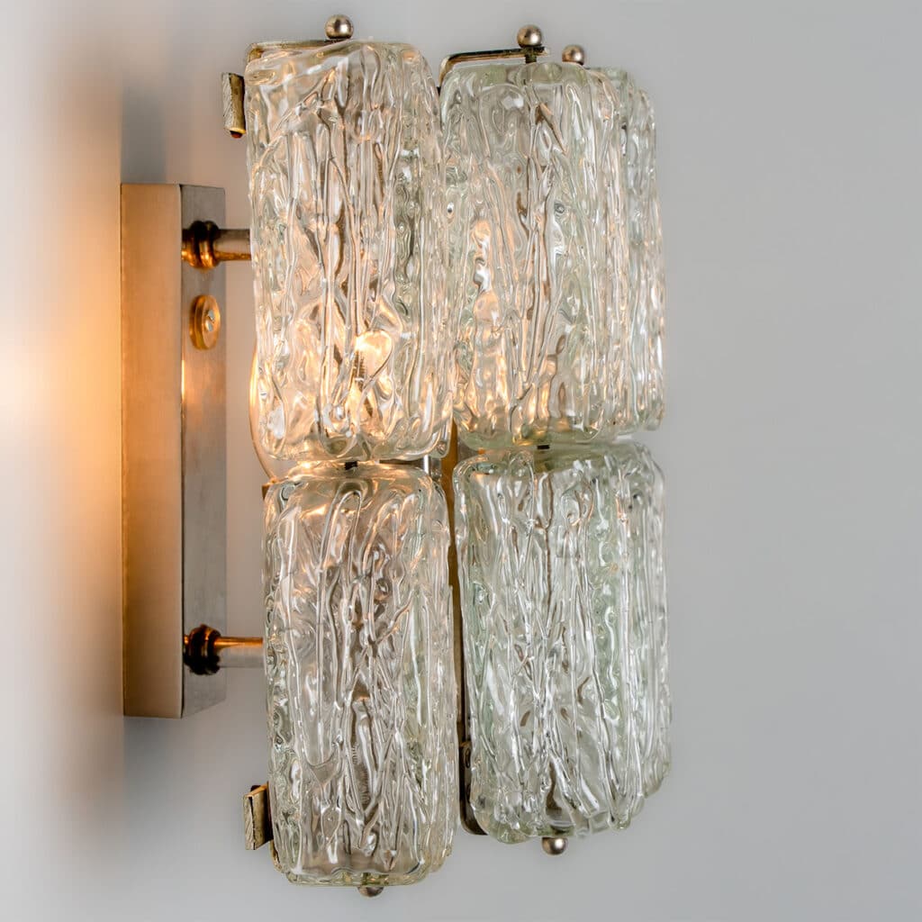 Pair of Square Glass Wall Lights Kalmar, 1970s – Collected by Agnes